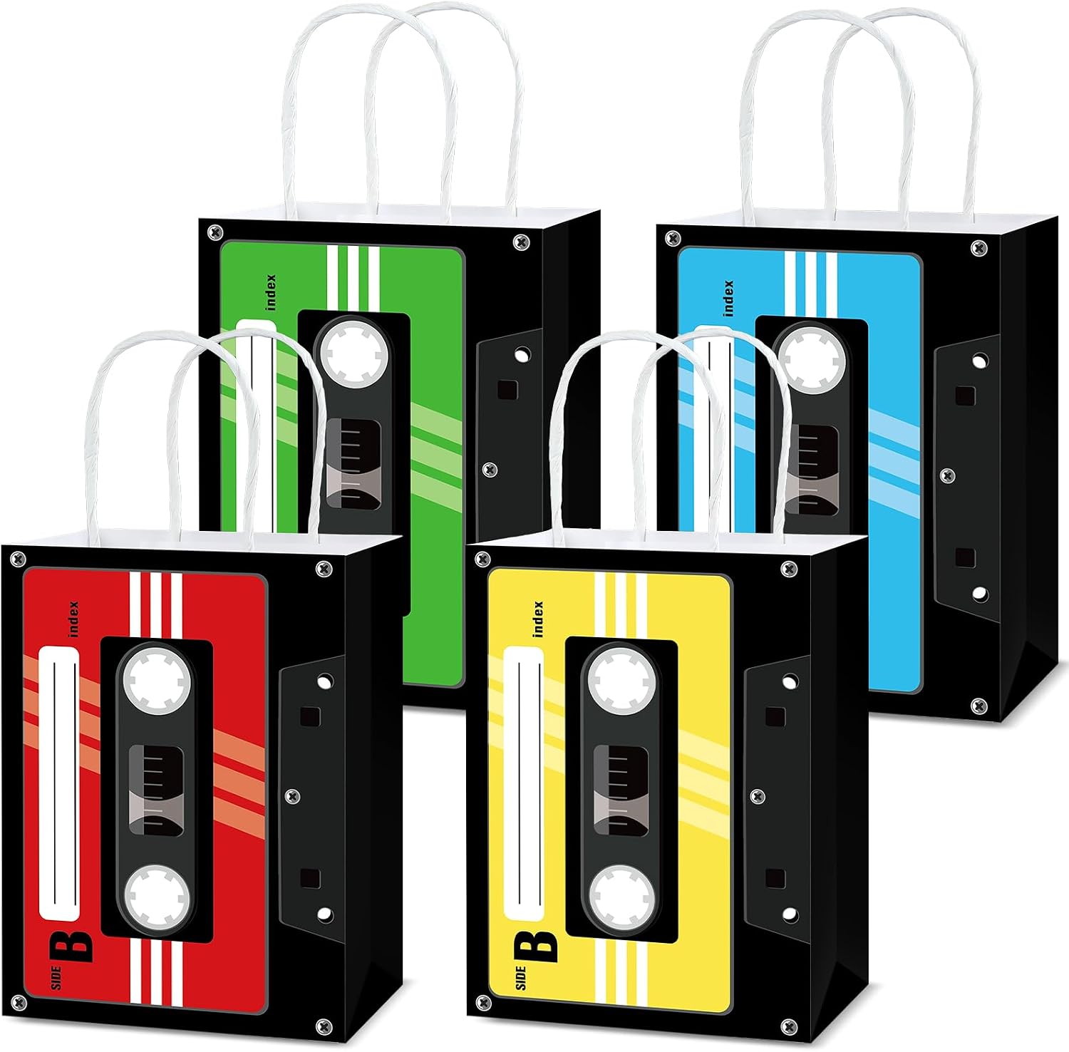 Amazon.com: 12 Pcs Cassette Tape Paper Gift Bags 70s 80s 90s Themed ...