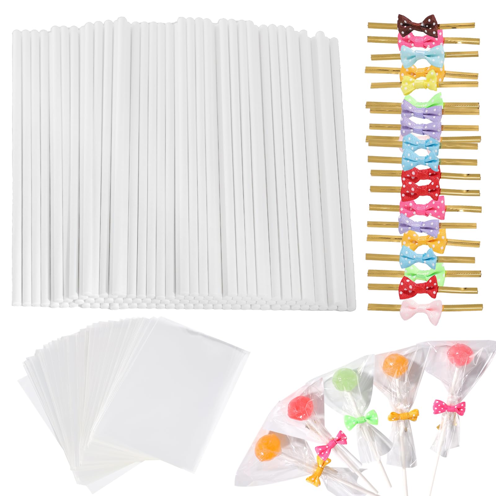 Amazon.com: 300Pcs Lollipop Sticks - White Cake Pop Sticks, Reusable ...