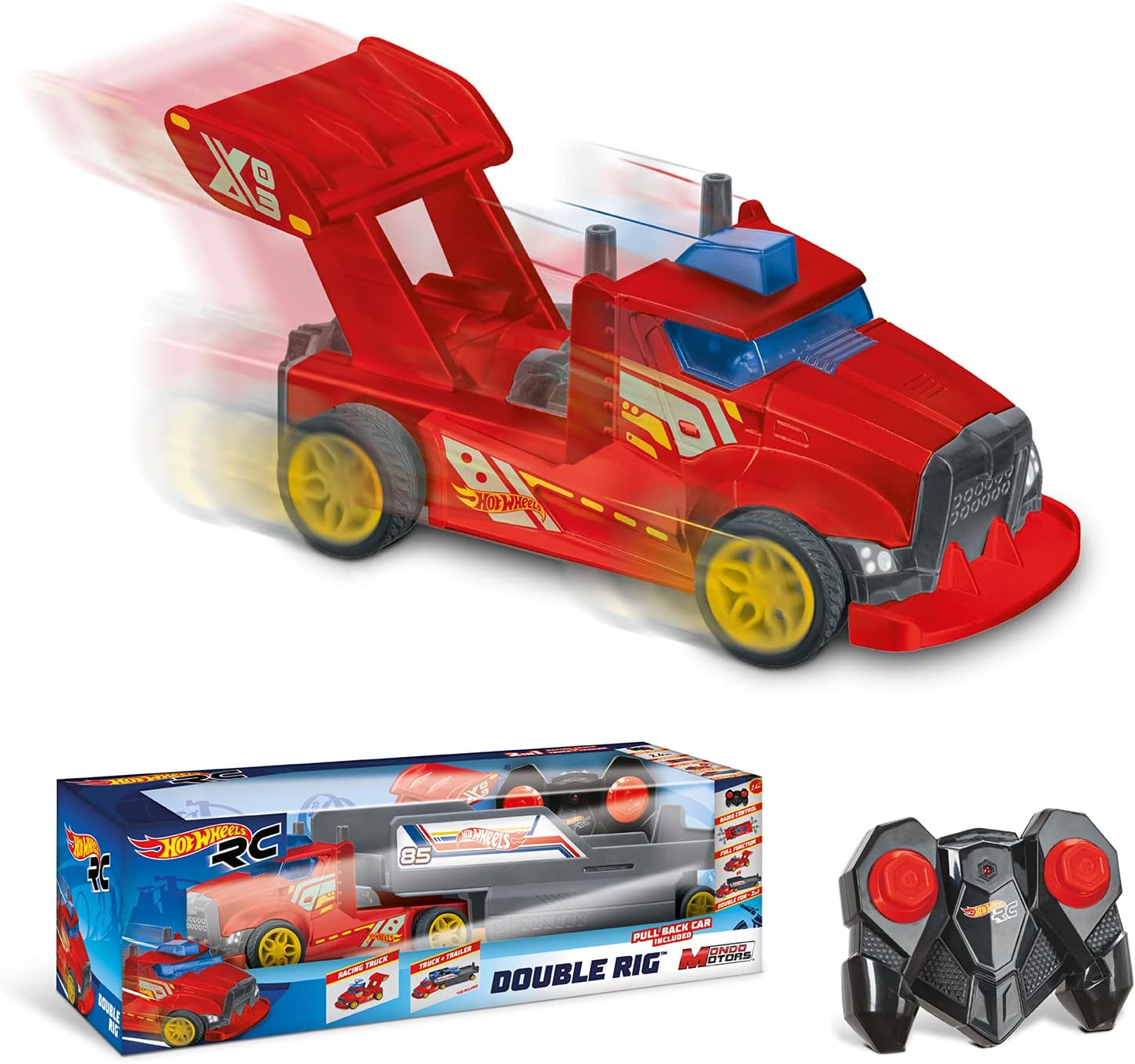 Mondo 63681 HOT WHEELS RC DOUBLE RIG TRUCK Radio Controlled, Black ...