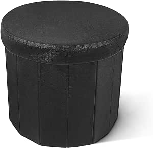 Amazon.com: ECOMEX Round Folding Storage Ottoman, Foldable Small ...