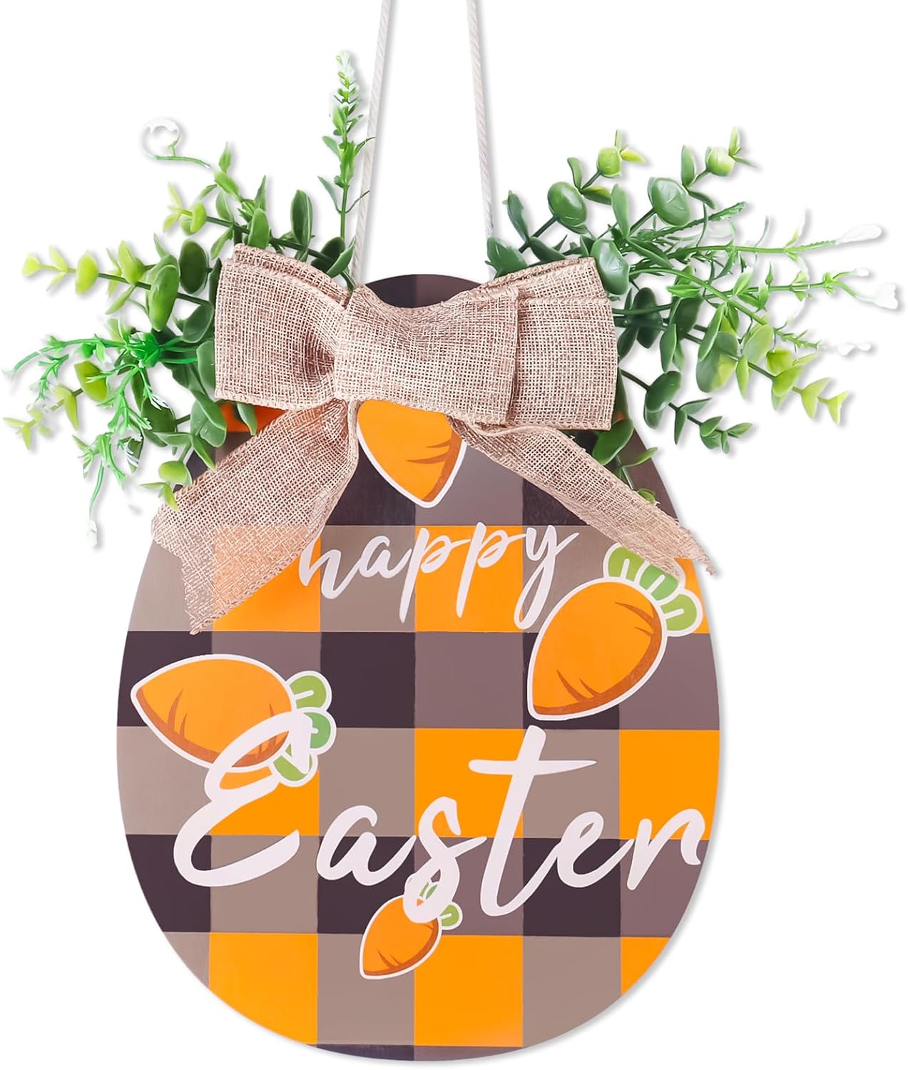 Amazon.com: Happy Easter Door Sign, Egg-Shaped Wooden Decor, Welcome ...