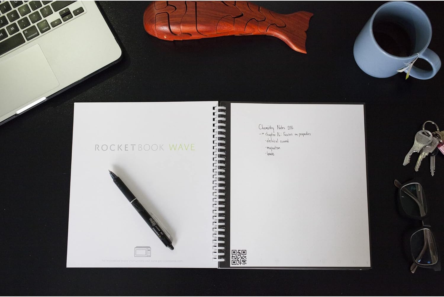 Rocketbook Wave Smart Reusable Notebook, Dotted Rule, Blue Cover, (40 ...