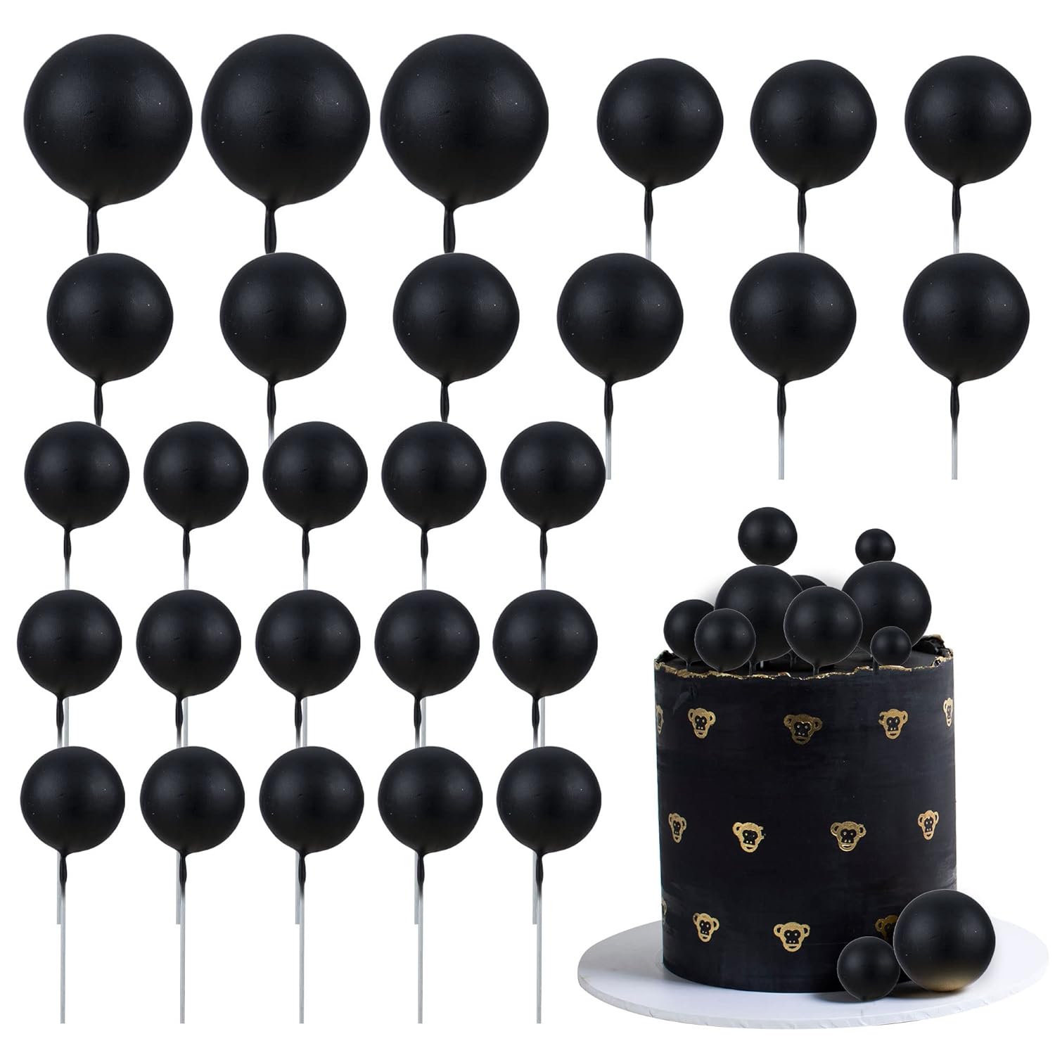 Amazon.com: Gyufise 30Pcs Mini Balloon Cake Topper Foam Ball Cake Picks ...