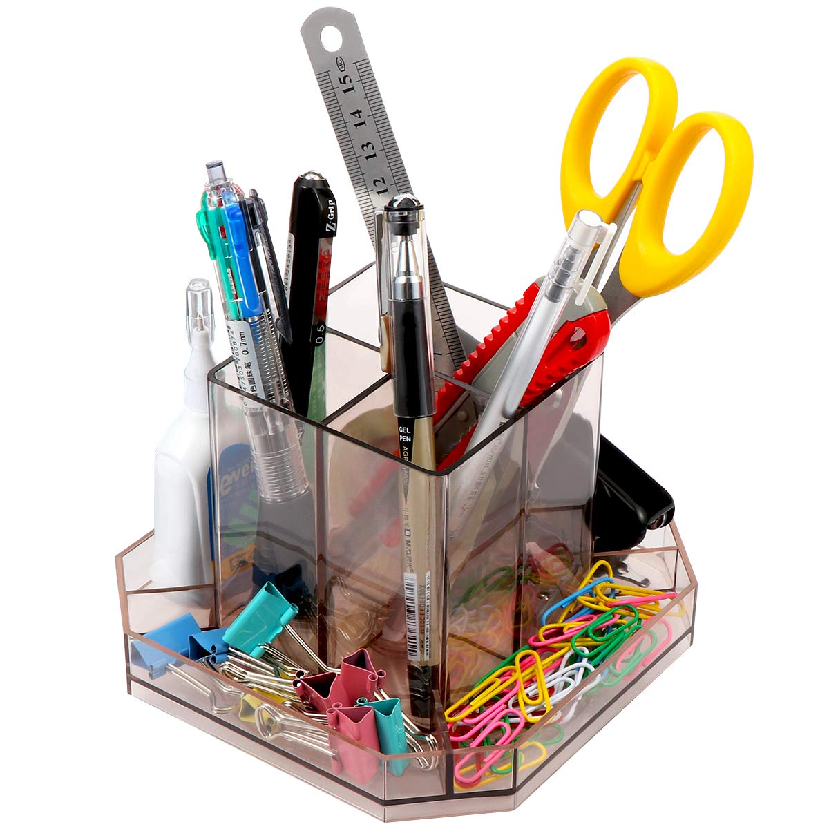 URbantin Rotating Acrylic Desk Organizer Caddy, Spinning Desk Sorter ...