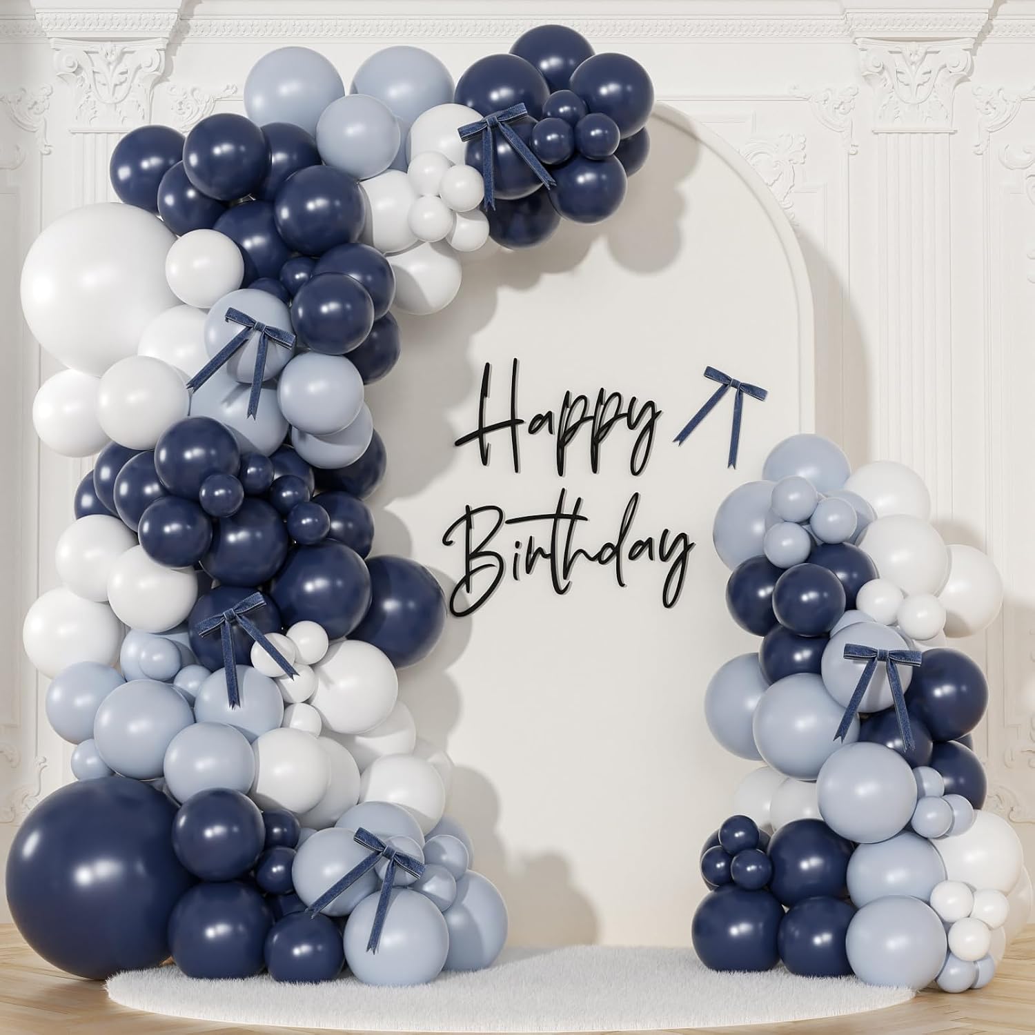 Amazon.com: Navy Blue White Balloons Arch Kit, Jean Blue and White ...