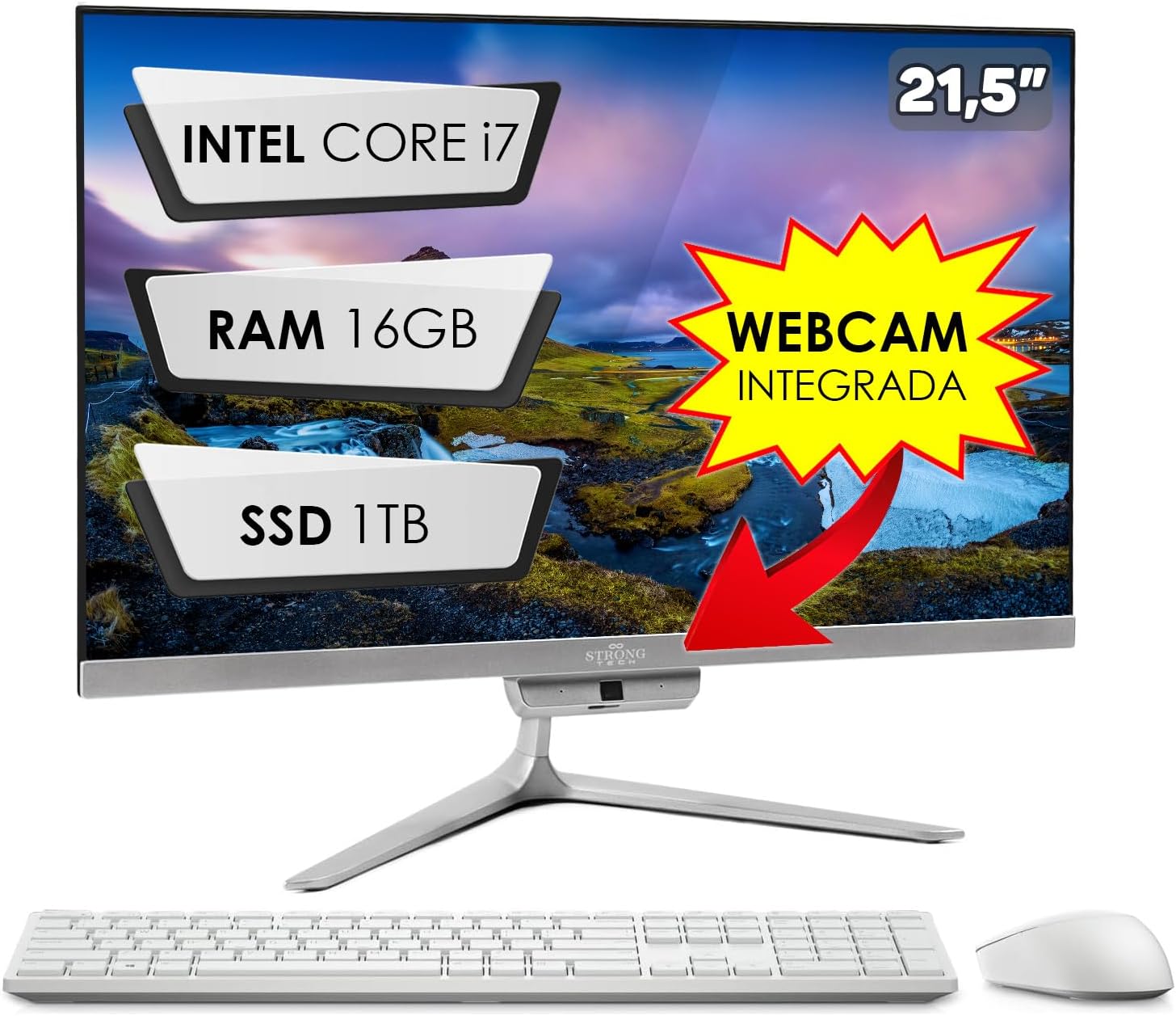 Computador Completo All In One Intel Core i7 21,5" Full HD 16GB HD ...
