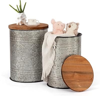 Amazon.com: AQUILLA Rustic Concrete Side Table, 17 Inch Jar Small End ...