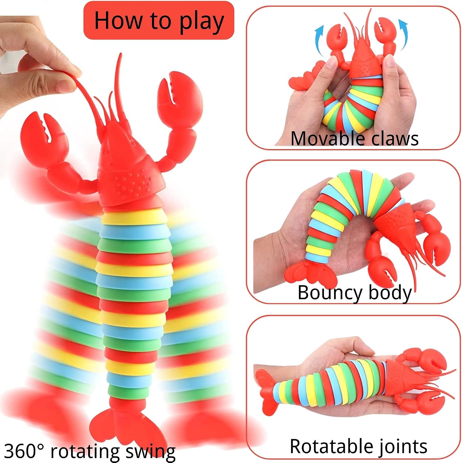 Yeefunjoy Fidget Slug Toys, 3D Articulated lobster Fidget Toy Anxiety ...