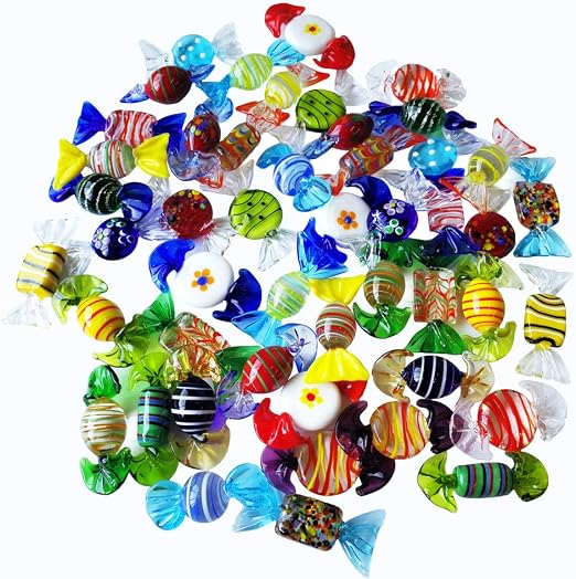 Amazon.com: Sujeetec 24pcs Handmade Vintage Murano Style Various Glass ...
