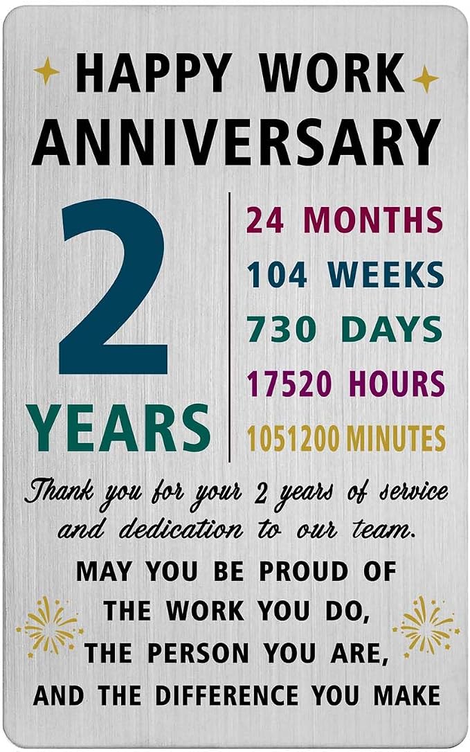 Richesele 2 Years Work Service Card - Thank You 2 Years Work Gifts ...