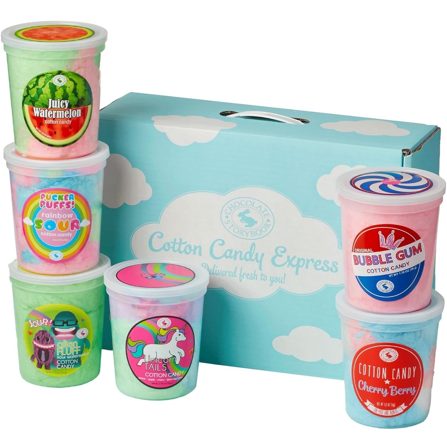 Amazon.com : Kid's Party Pack of 6 Cotton Candy Tubs Gift Box ...