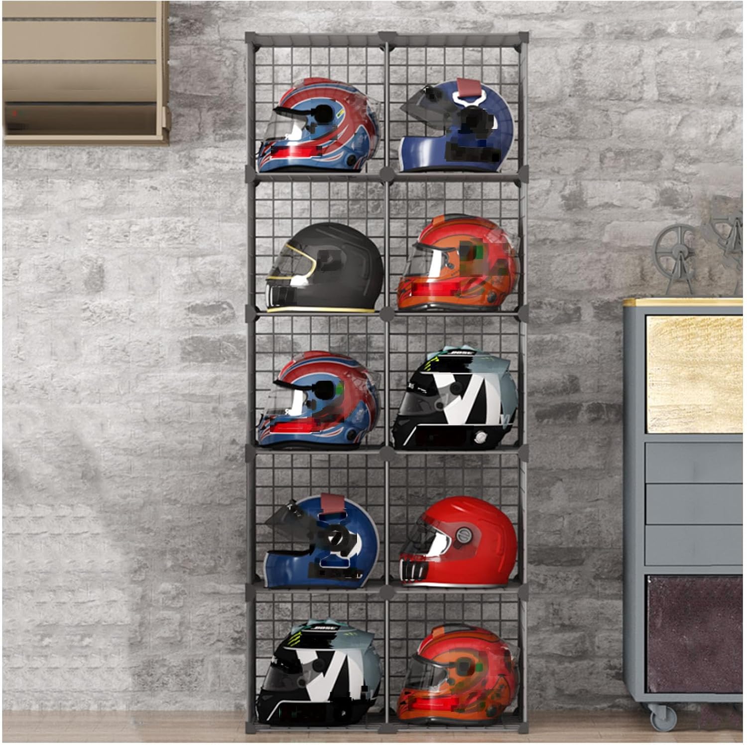 Motorcycle Helmet Rack Stand Hat Display Cabinet, Stackable Caps Holder ...