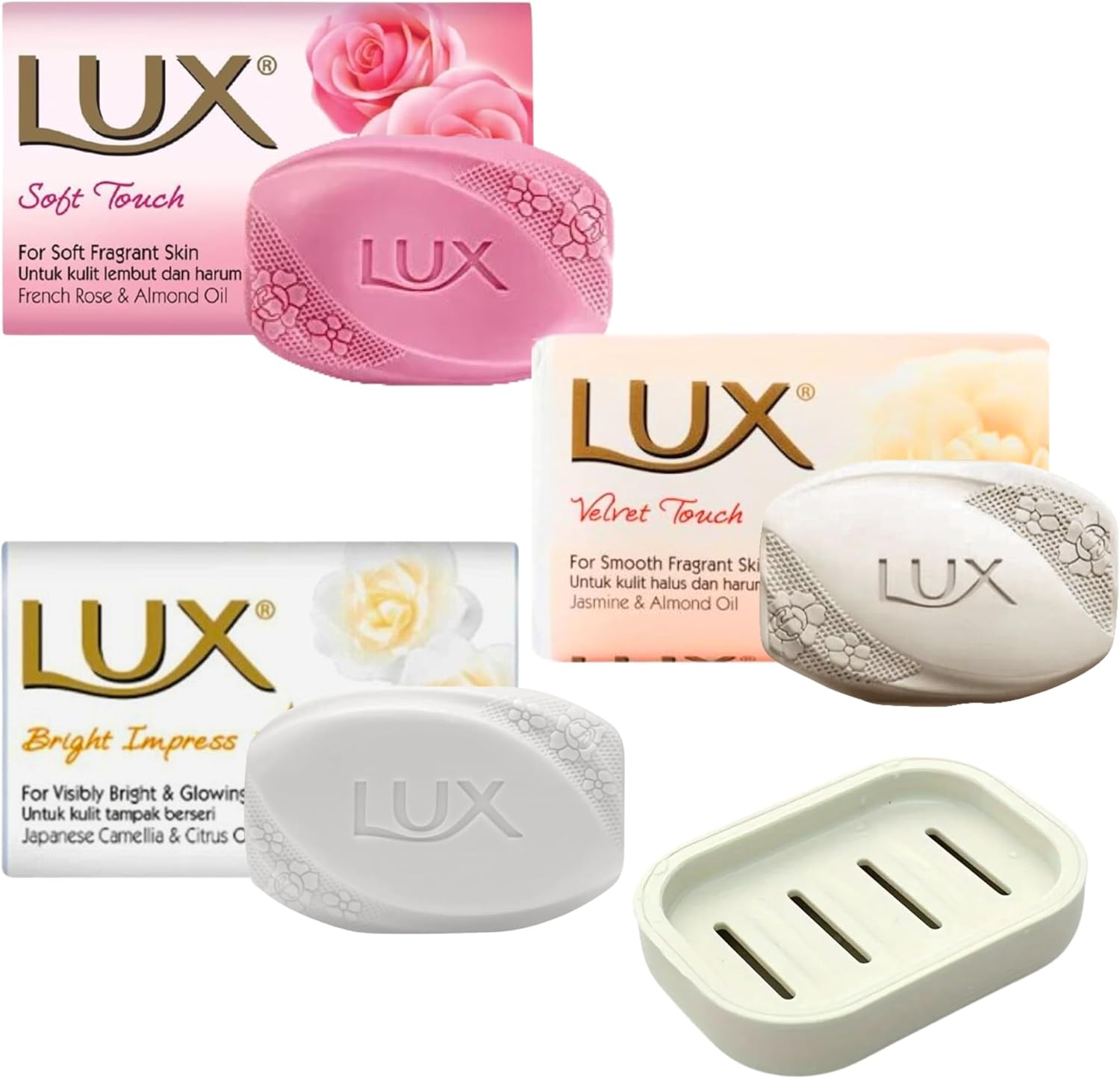 Soap Bar Bundle with 3x Lux Soap Floral Fusion Beauty Bars 80g (Bright ...