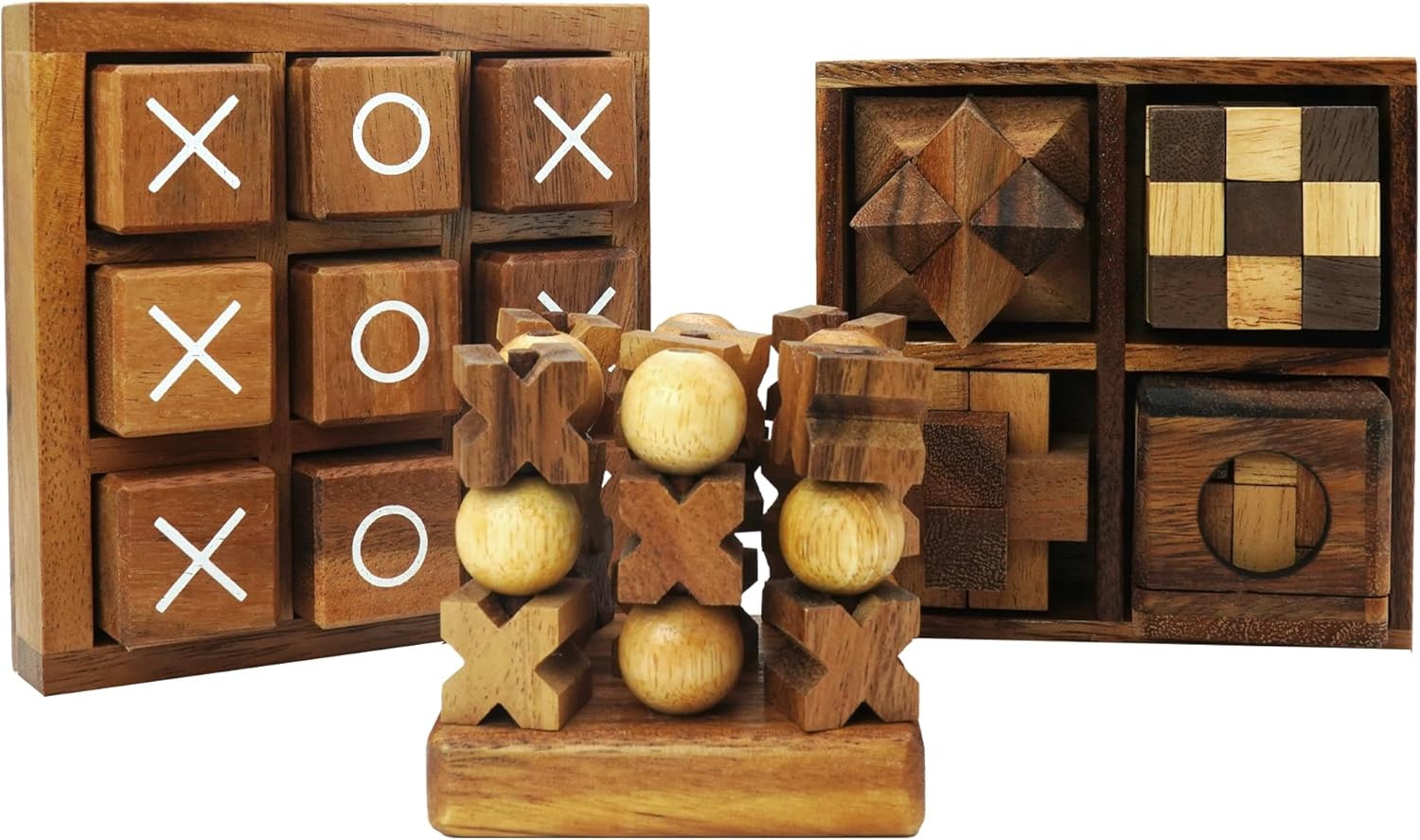 Amazon.com: BSIRI Classic Game Collection: Wooden XO Blocks Tic Tac Toe ...