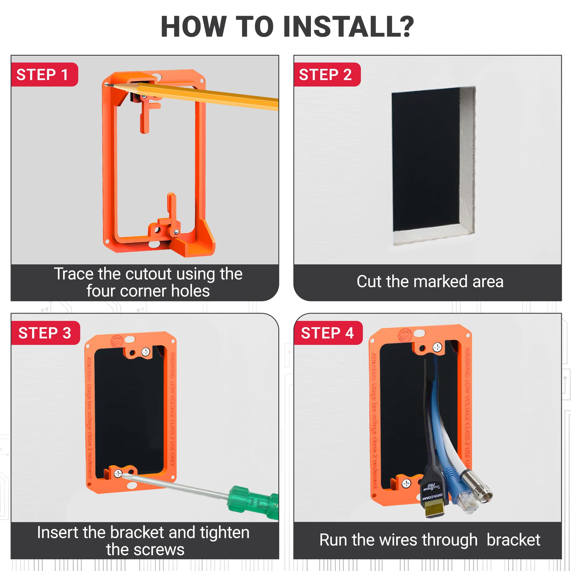 Snapklik.com : BestMounts Low Voltage Mounting Bracket 1 Gang, 5 Pack ...