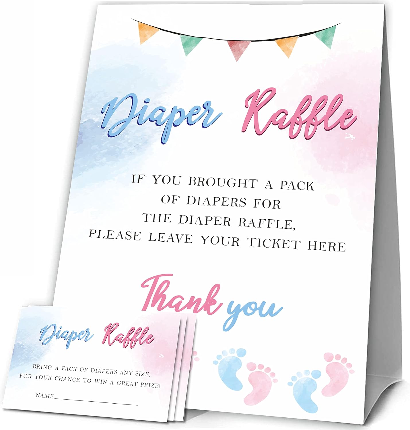 Amazon.com: JCVUK Baby Shower Games, 1 Diaper Raffle Standing Sign with ...