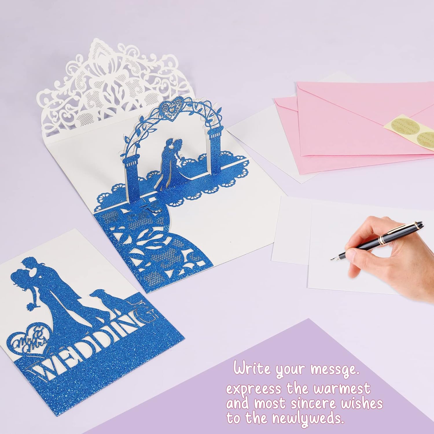 2Pcs Wedding Cards for Bride and Groom, 3D Pop Up Wedding Day Greeting ...
