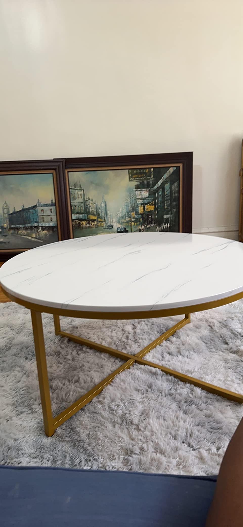 $13/mo - Finance Yaheetech Modern Marble Coffee Table, Faux Accent ...