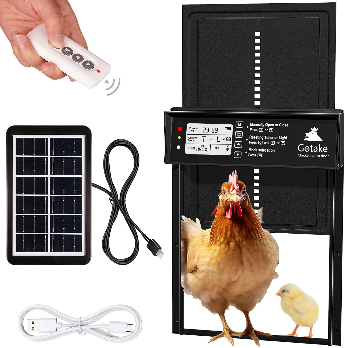 Amazon.com: Solar Chicken Coop Door - Automatic Solar & USB Powered, 4 ...