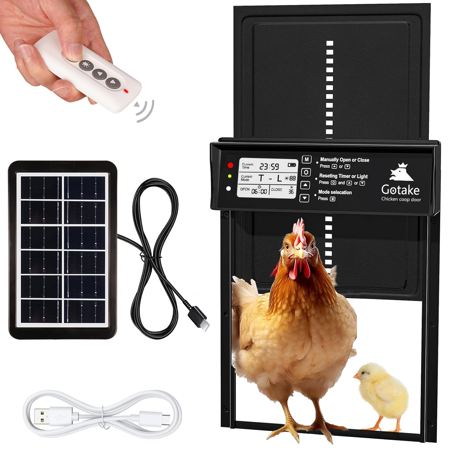 Amazon.com: Solar Chicken Coop Door - Automatic Chicken Door Solar Powered & USB Charging, 4 ...