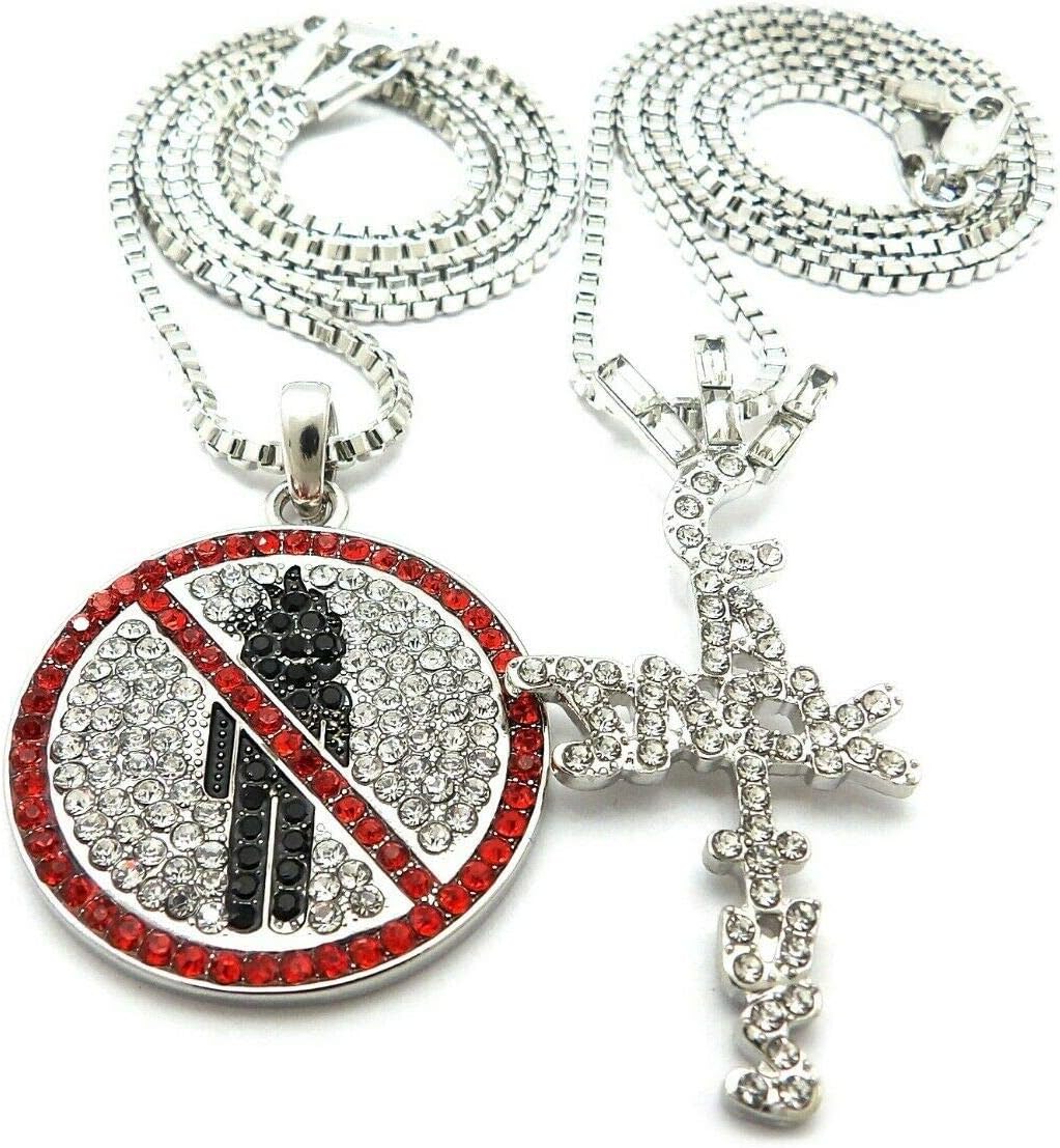 HIP HOP JEWELRY RAPPER STYLE ICED SILVER PLATED CACTUS CROSS PENDANT ...