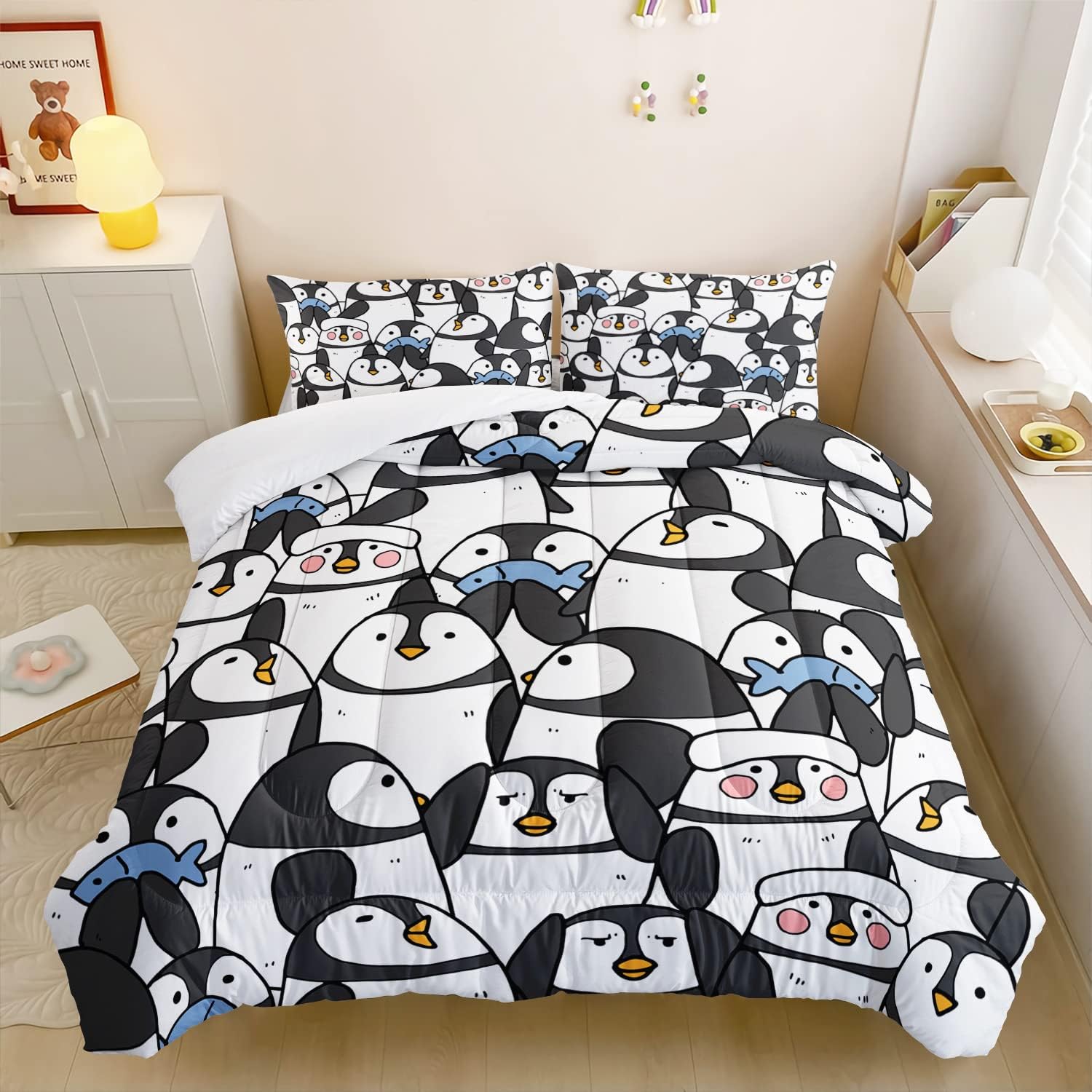Amazon.com: CVHOUSE Cartoon Penguin Bedding Set Twin Cute Animal ...