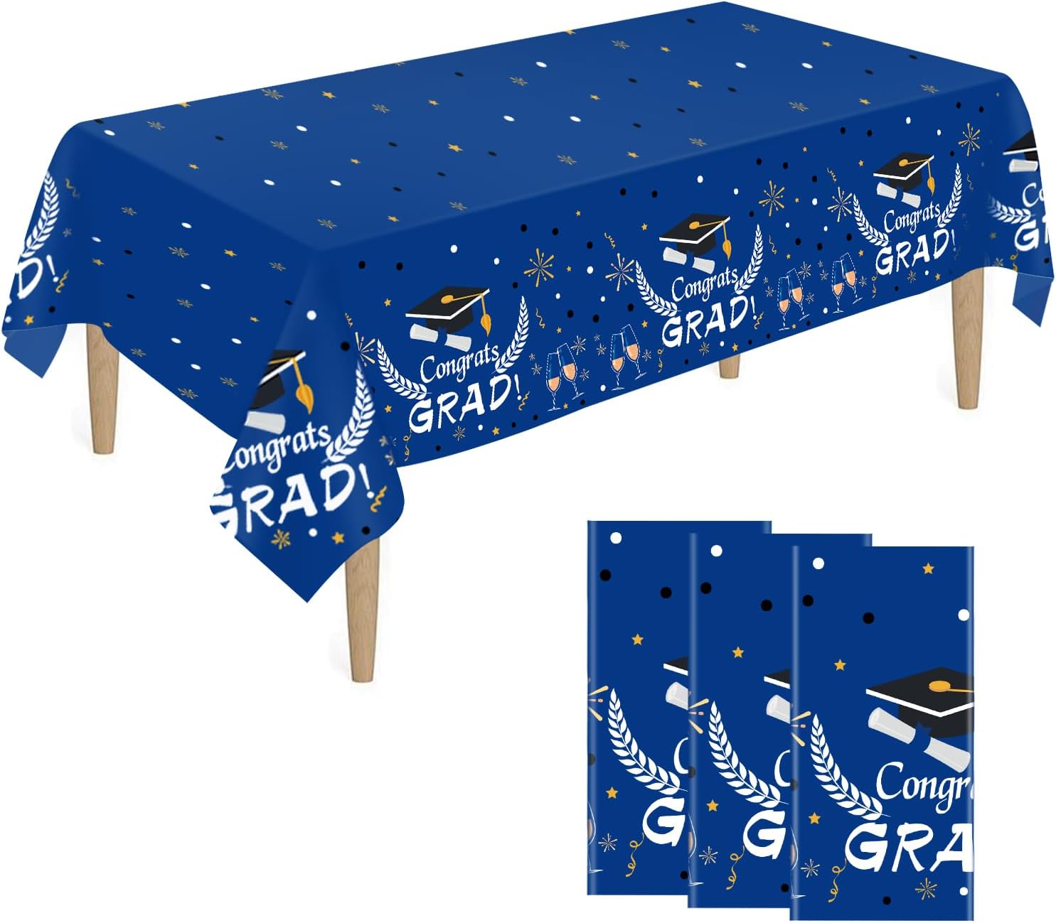 Amazon.com: tujol 3 Pack Graduation Tablecloths 54"x108" Plastic Class ...