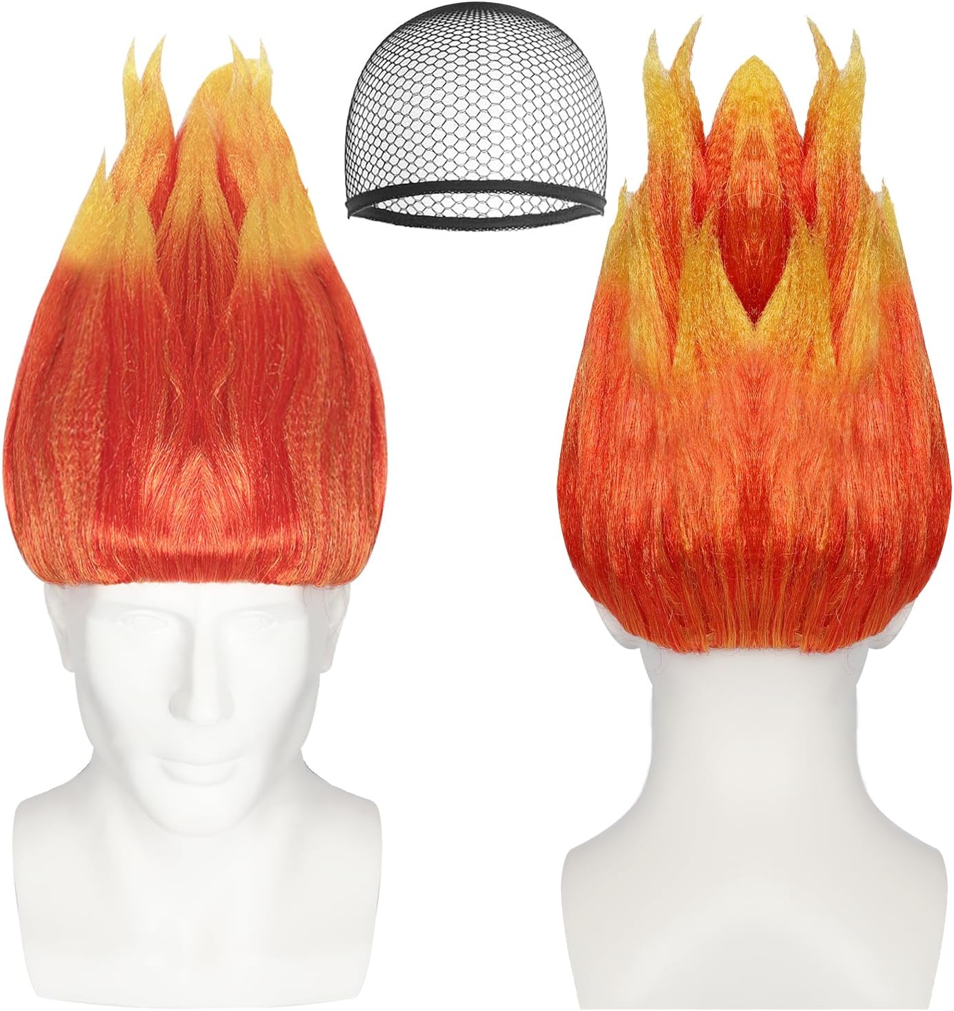 Amazon.com: HUNIGIR Fire Wig Stylish Flame Wig Orange Costume Hair ...