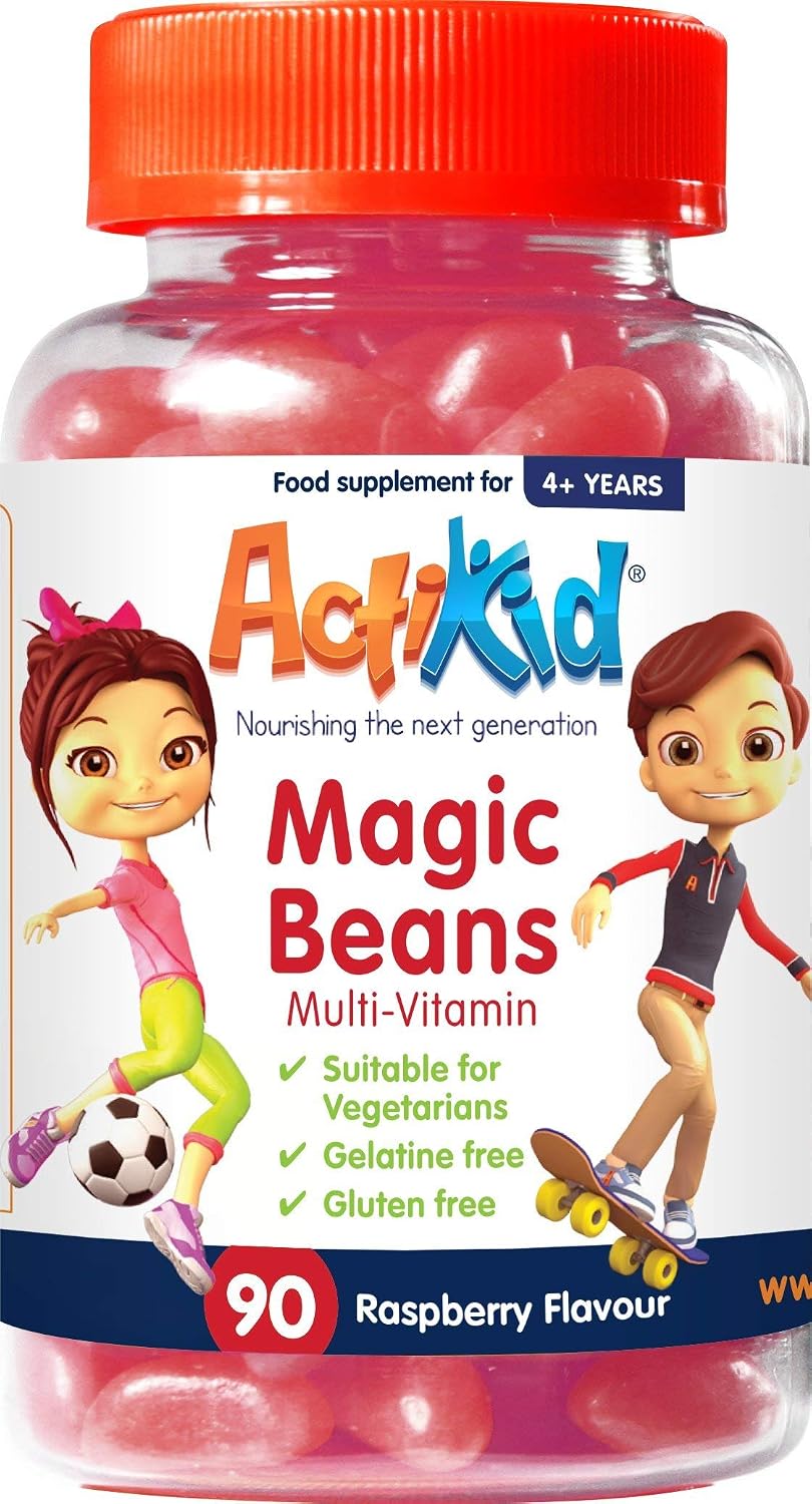 ActiKid Magic Beans Multi-Vitamin 90x Raspberry Flavour, Gelatin Free ...