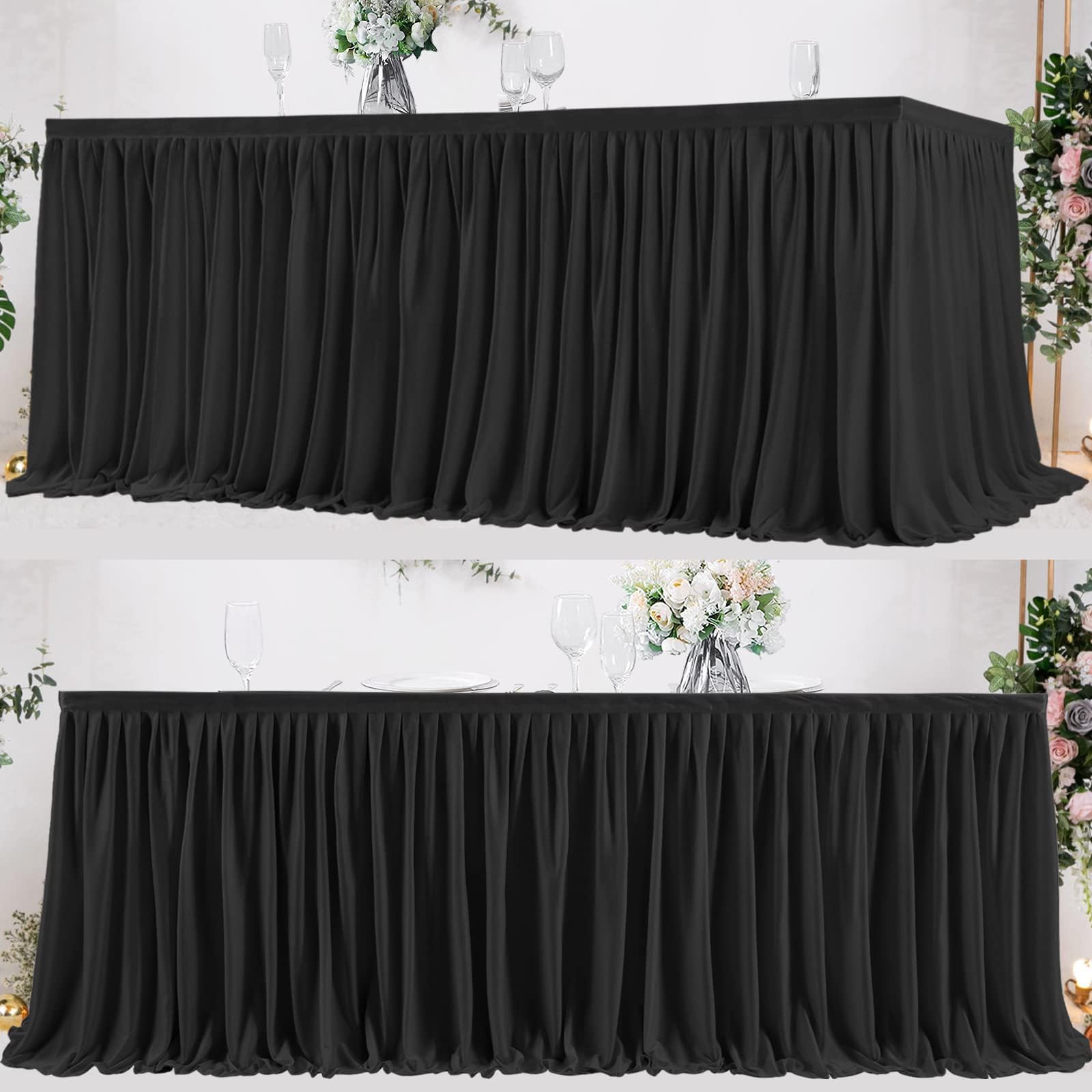 Amazon.com: 2 Packs Black Polyester Table Clothes for 6 Foot Rectangle ...