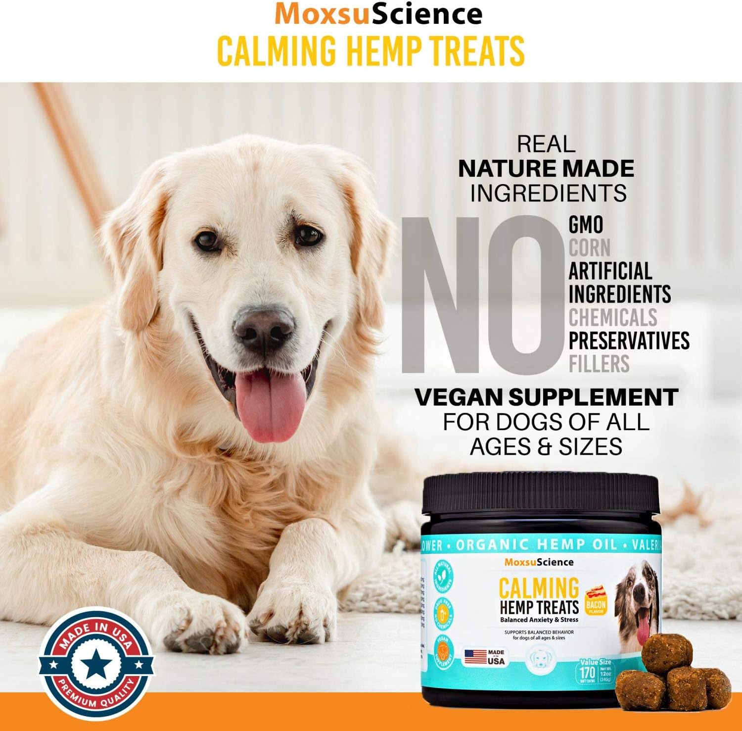 Buy MoxsuScience Calming Chews for Dogs - Made in USA Dog Calming ...