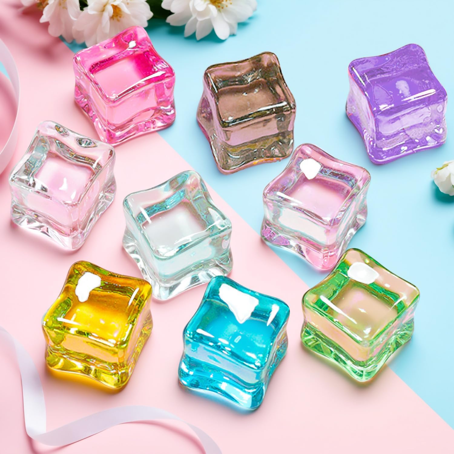 Amazon.com: HAPTIME 81 Pcs Fake Ice, Colorful Acrylic Ice Cube ...