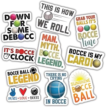 Amazon.com: 10pcs Bocce Sticker Sheet, Funny Cute Vinyl Decals for ...