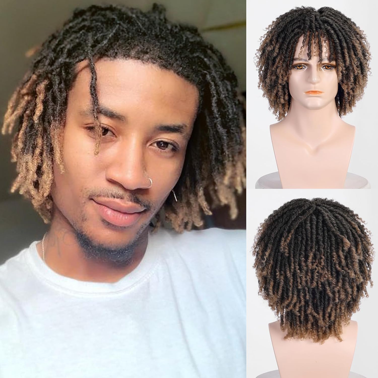 Amazon.com : Looxey Short Dreadlocks Wig for Man Crochet Twist Hair ...