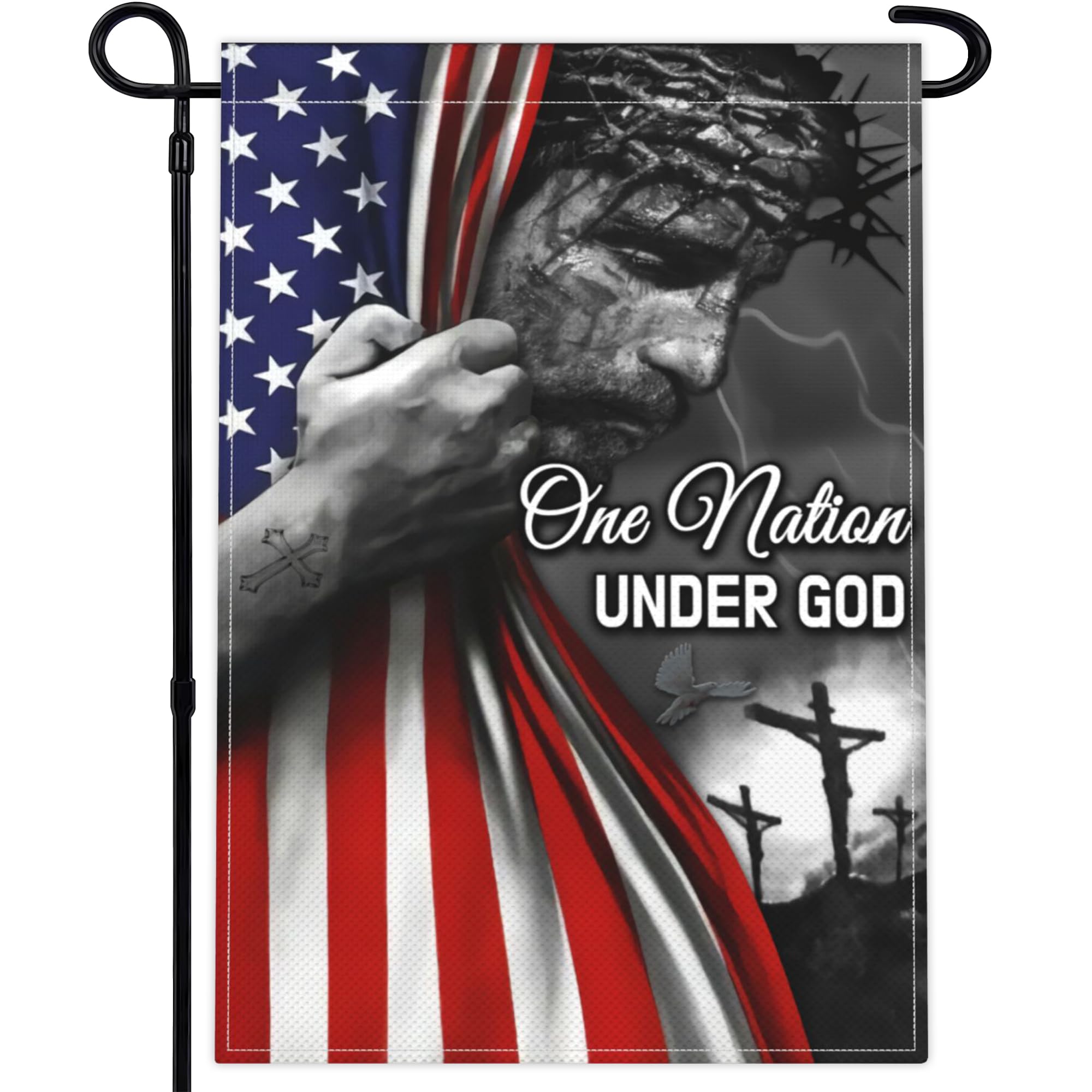 Amazon.com : One Nation Under God Garden Flag Jesus Garden Flag for ...