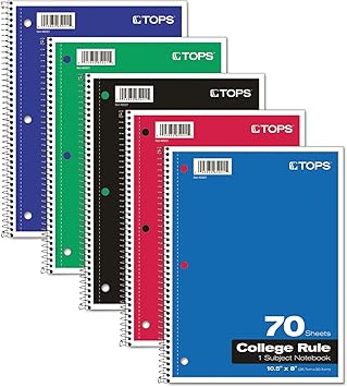 Amazon.com : Oxford Spiral Notebook, 1-Subject, College Ruled Paper, 70 ...