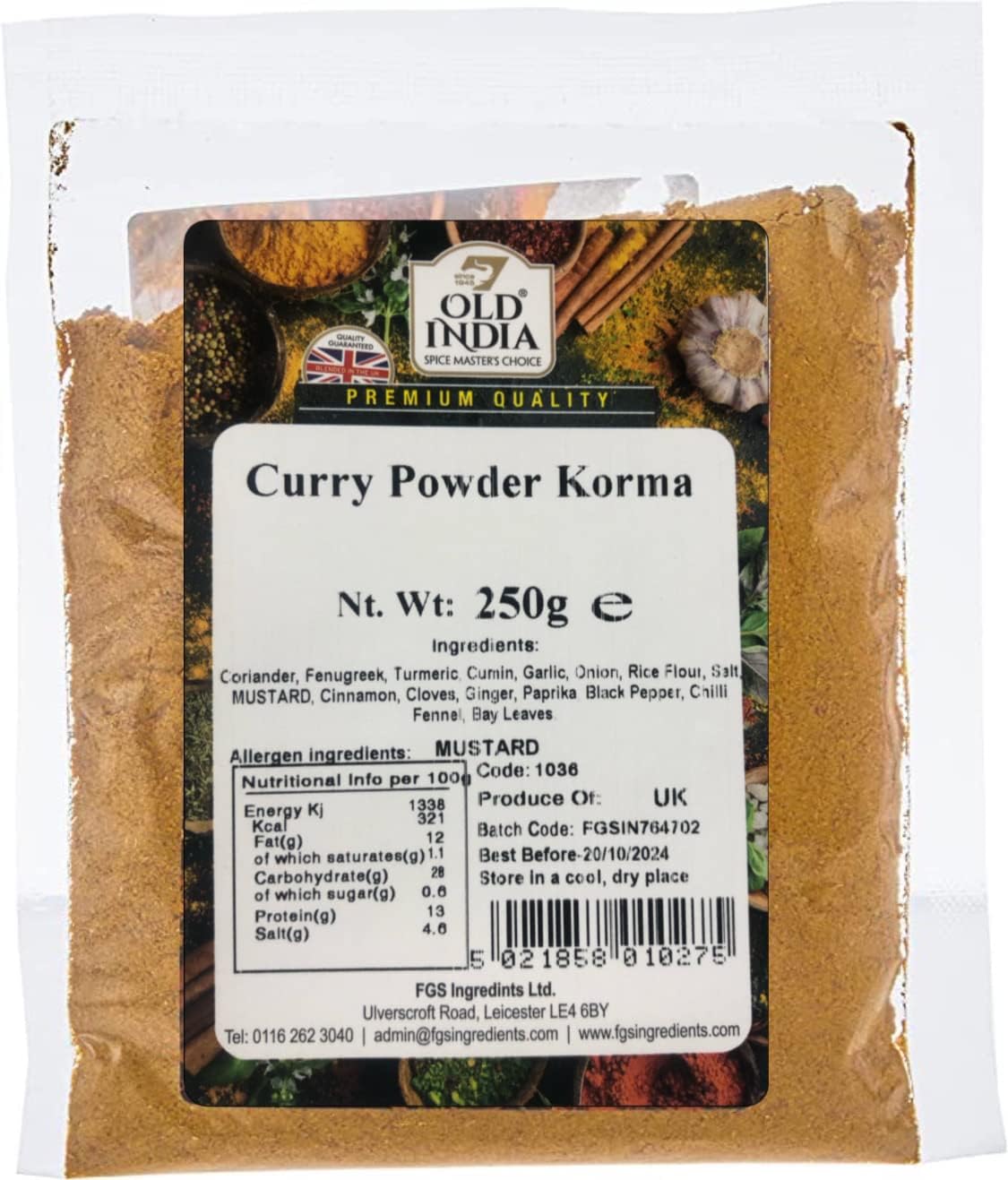 Old India Curry Powder Korma 250g : Amazon.co.uk: Grocery