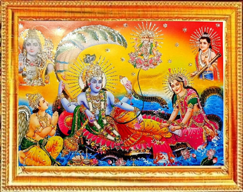Suninow Vishnu laxmi photo frame | god photo frame (20 x 15 cm) (vishnu ...
