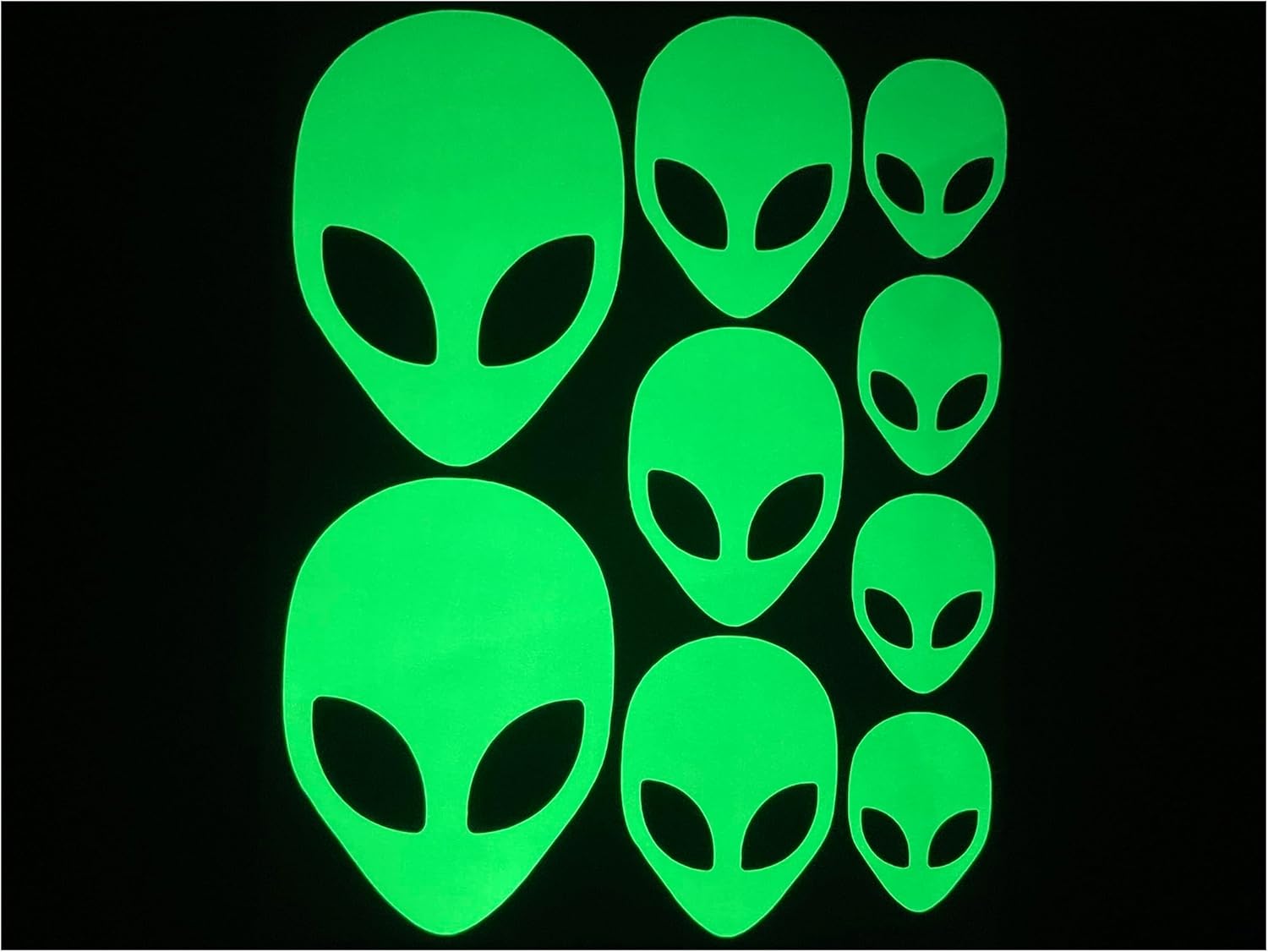 Whamhead Glow in The Dark Alien Head (Assorted) Self Adhesive Vinyl ...