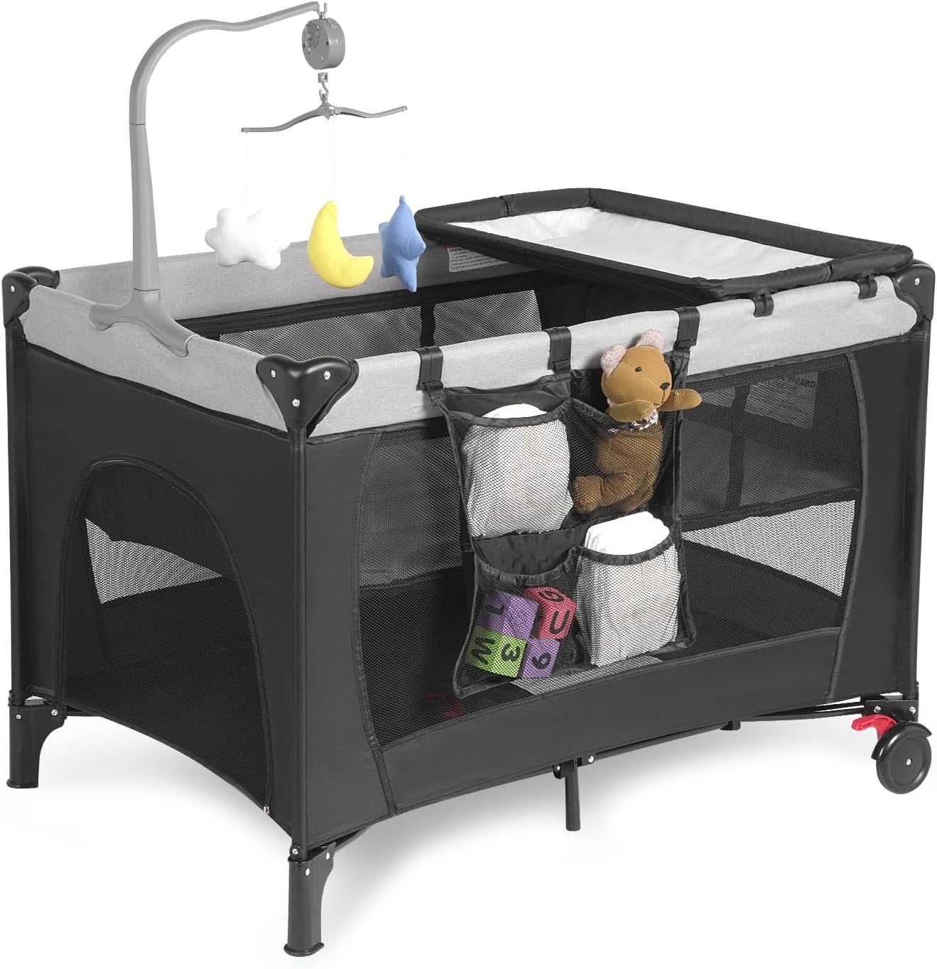 Amazon.com : Portable Play and Pack Travel Crib with Changing Table ...