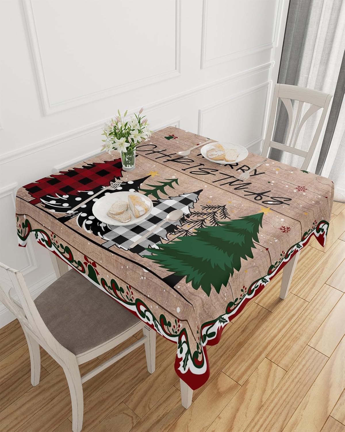 Amazon.com: Xmas Tree Merry Christmas Table Cloth Dining Table Cover ...