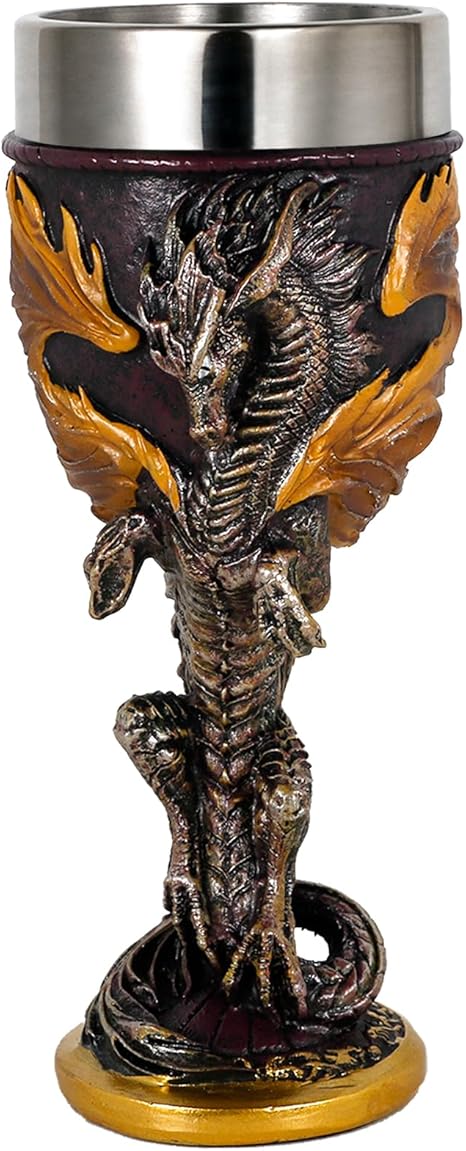 Amazon.com | alikiki Medieval Flame Dragon Wine Goblet - Fantasy ...