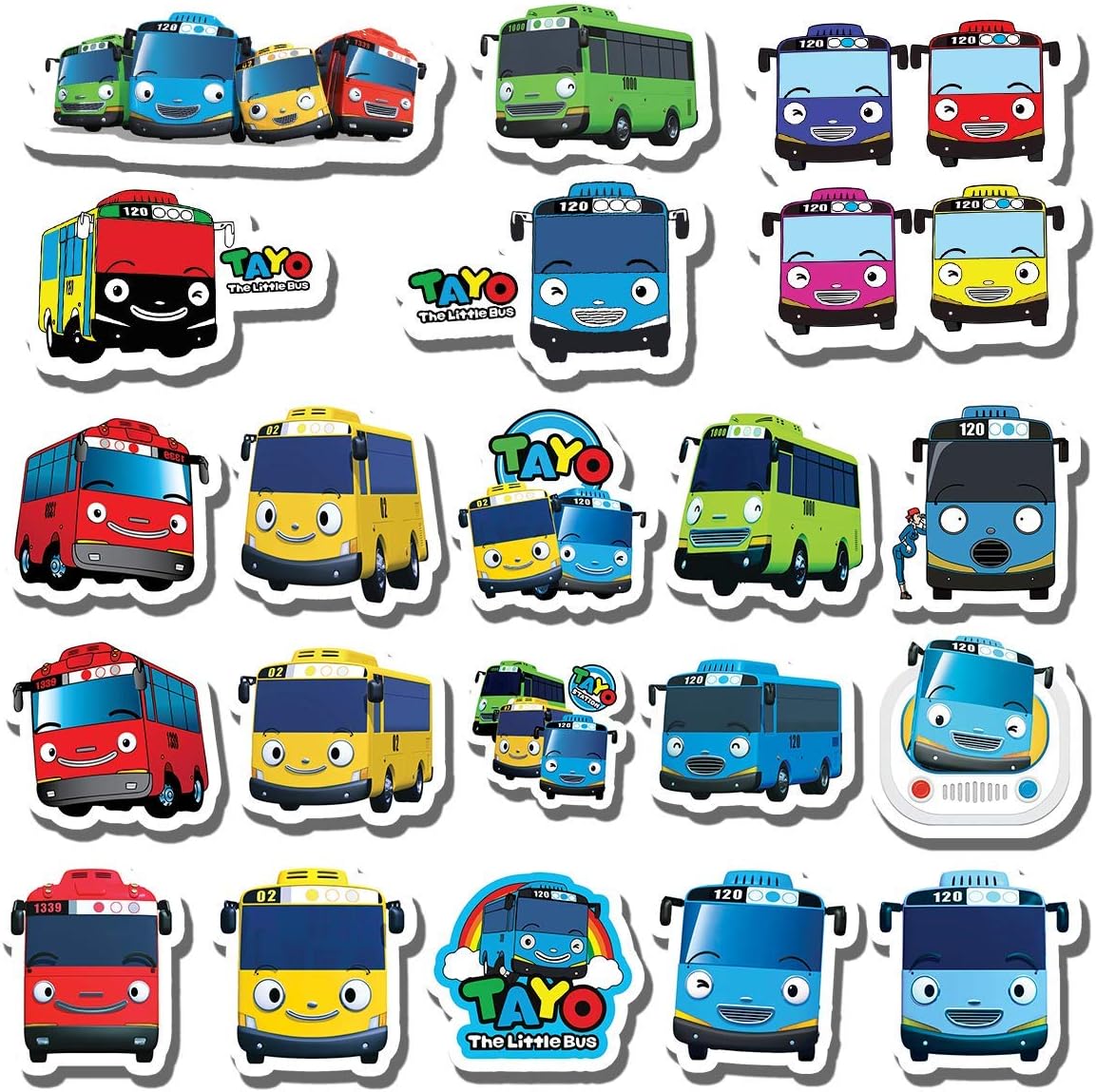 Buy 20 PCS Stickers Pack Tayo Aesthetic The Vinyl Little Colorful Bus ...