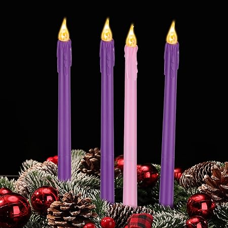 Amazon.com: 4 Pieces Flameless Advent Candles Led Taper Advent Candles ...