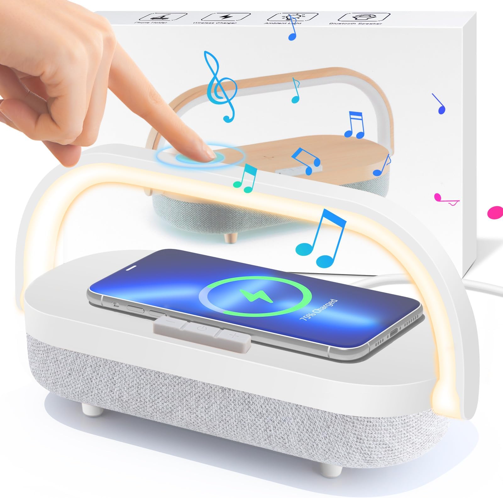 Amazon.com: BELMAK Bedside Lamp with Wireless Charger, Phone Charging ...