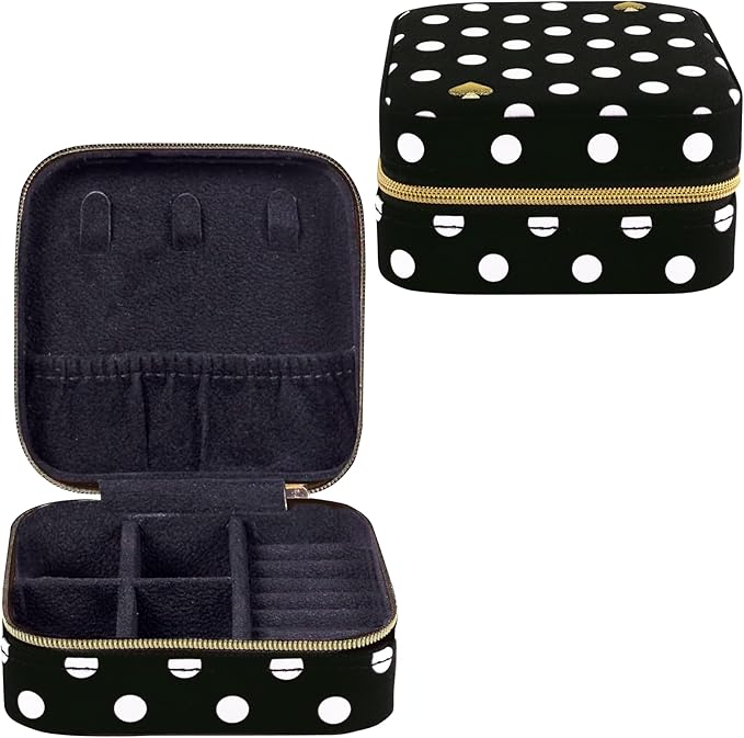 Amazon.com: kate spade new york Small Travel Jewelry Case, Black Dotted ...