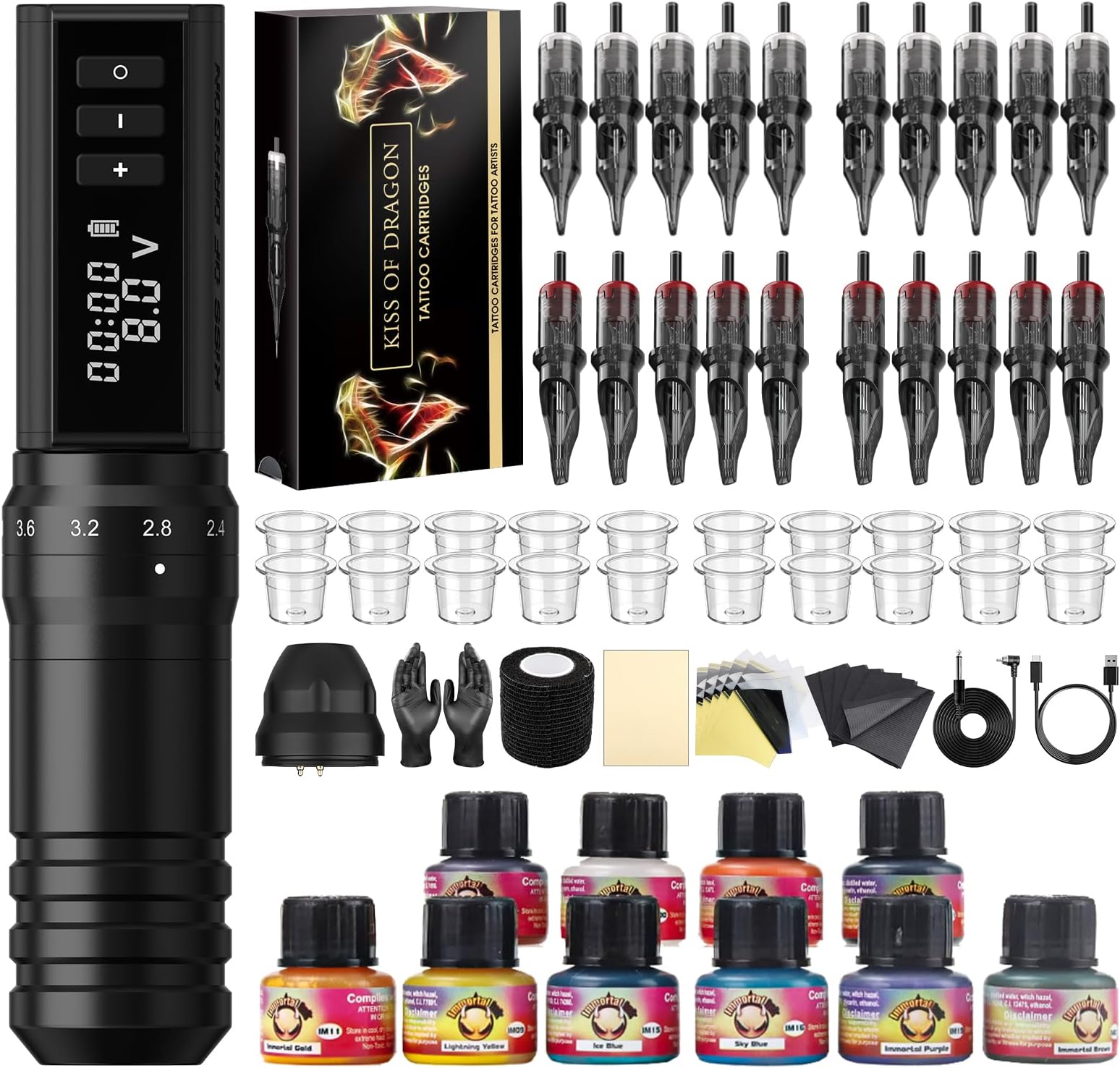 Amazon.com: Dragonhawk Tattoo Kit X7 Tattoo Gun Kit Pen Machine ...
