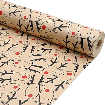 43cm *15m Christmas Wrapping Paper Roll,Recyclable Brown Gift Wrapping ...