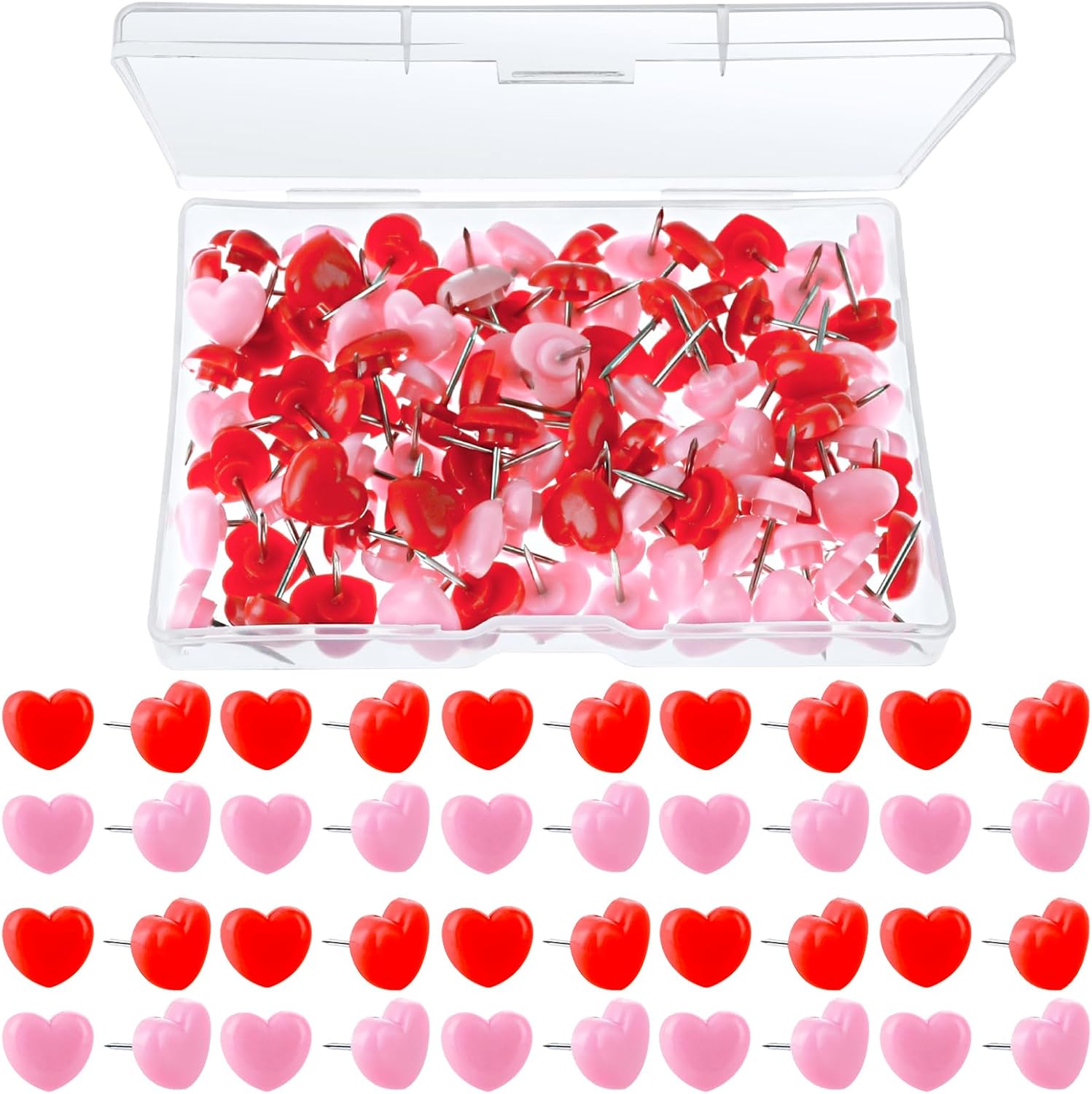 Amazon.com: 100 Pcs Heart Push Pins 0.47 Inch Cute Thumb Tacks Red Pink ...