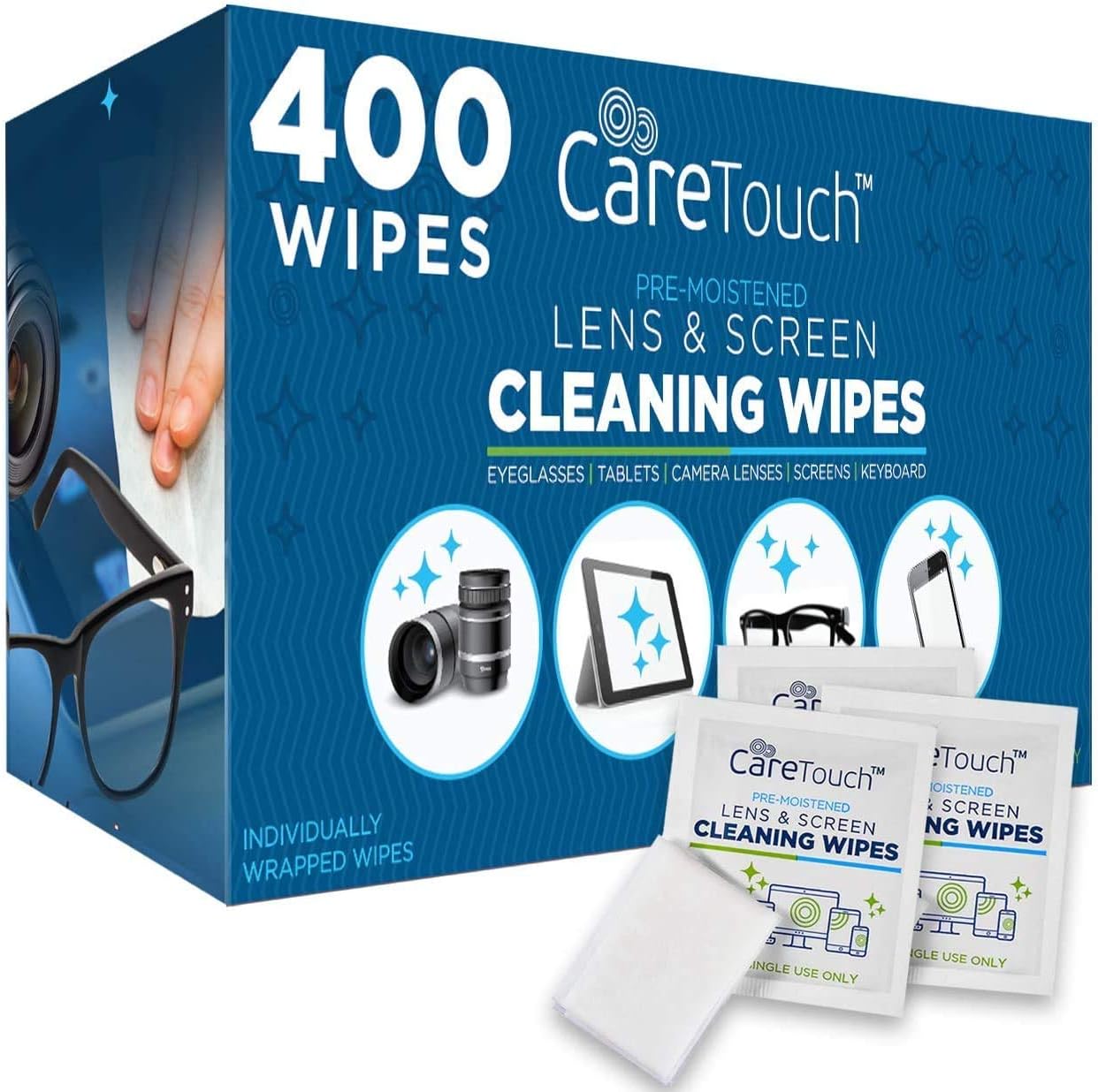 Amazon.com: Care Touch Lens Wipes for Eyeglasses | Individually Wrapped ...
